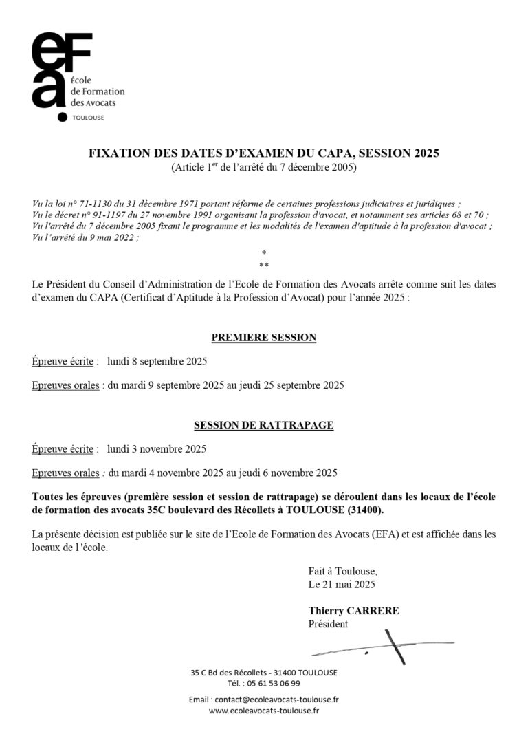 CAPA | École de Formation des Avocats à Toulouse